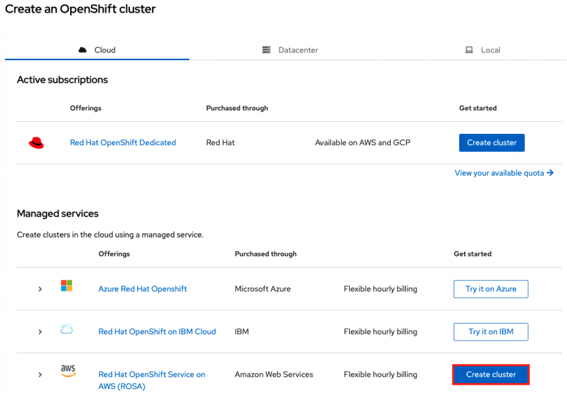 Deploy A Cluster With Console Ui Getting Started With Red Hat